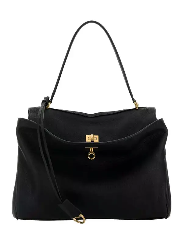 Balenciaga Leather Slouchy Shoulder Bag - Black