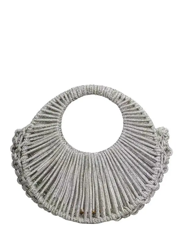 HIBOURAMA Pleated Circular Handbag - Silver
