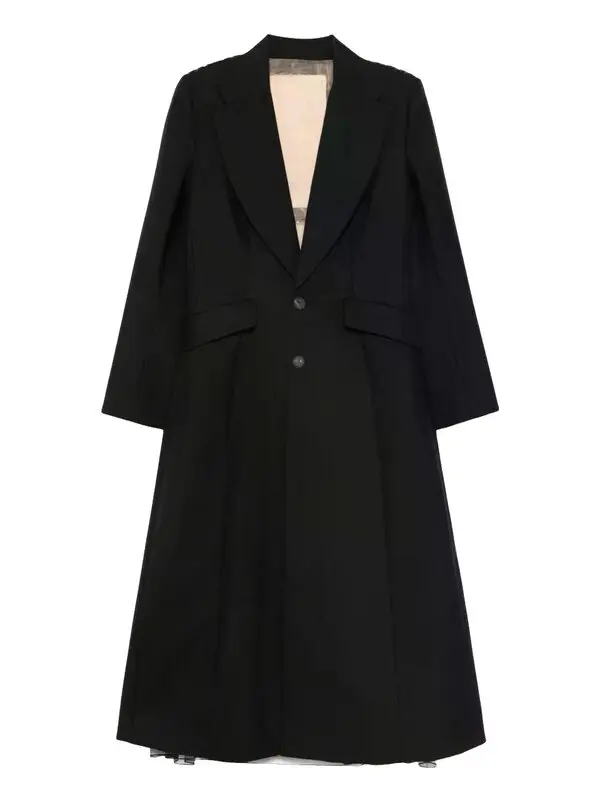 QUETSCHE Patchwork Detail Coat - Black