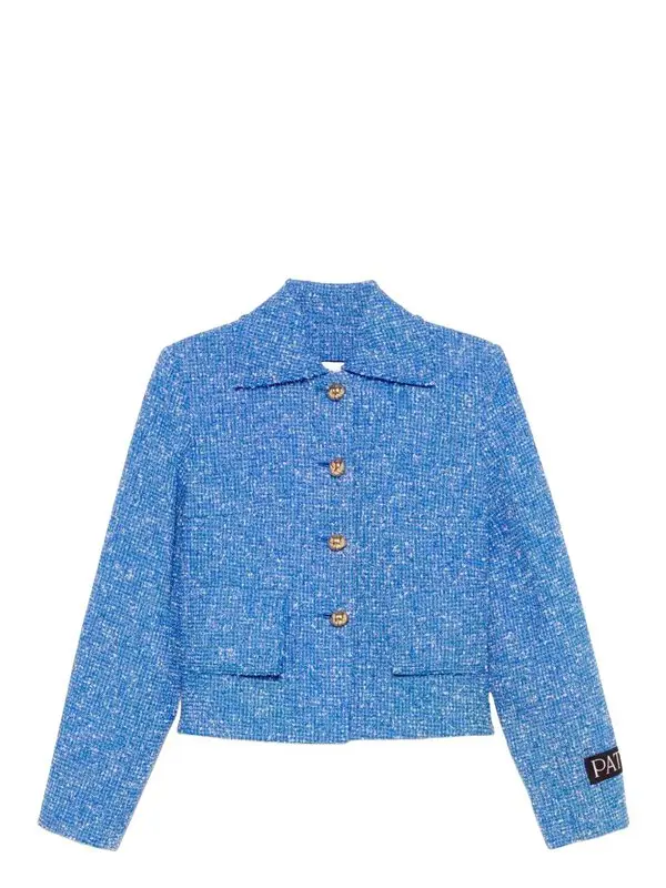 Patou Tweed Cropped Jacket - Blue