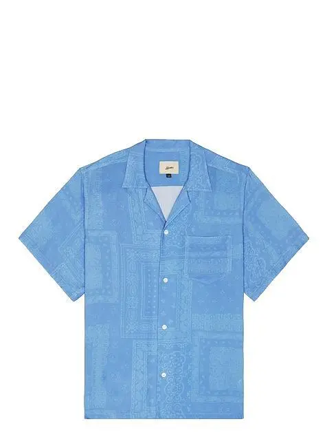BATHER Cornflower Tonal Bandana Camp Shirt - Blue