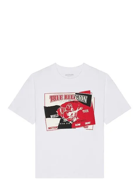 True Religion Torn Srs Tee In White - Optic White