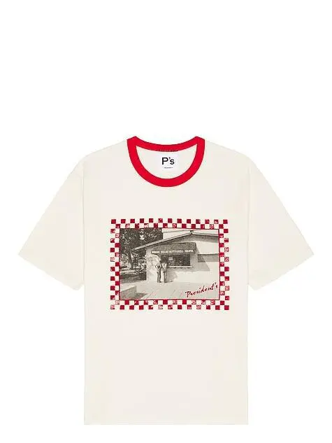 President's Malibu County T-shirt In White - Ecru & Red