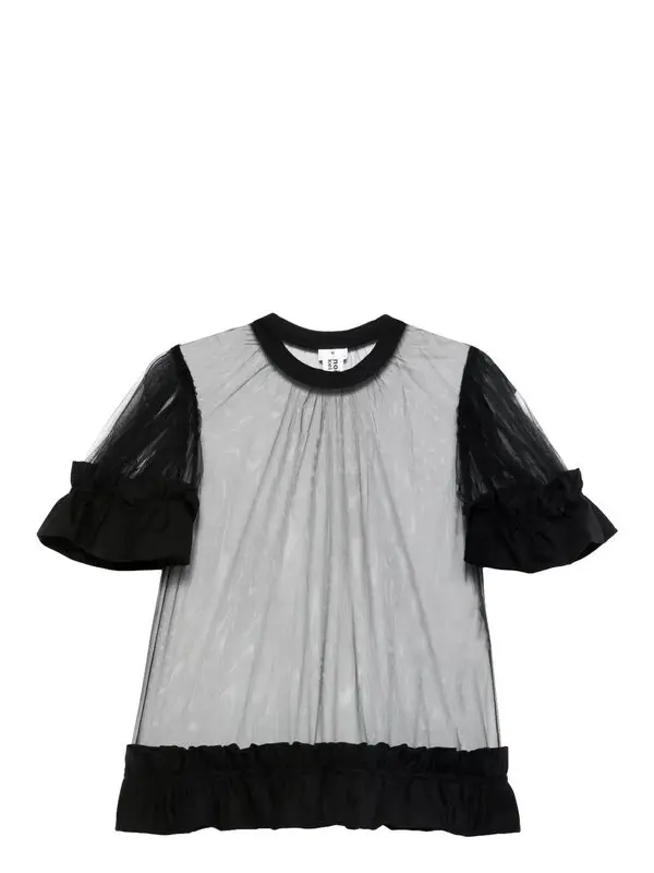 Noir Kei Ninomiya Ruffle-detail Sheer Blouse - Black