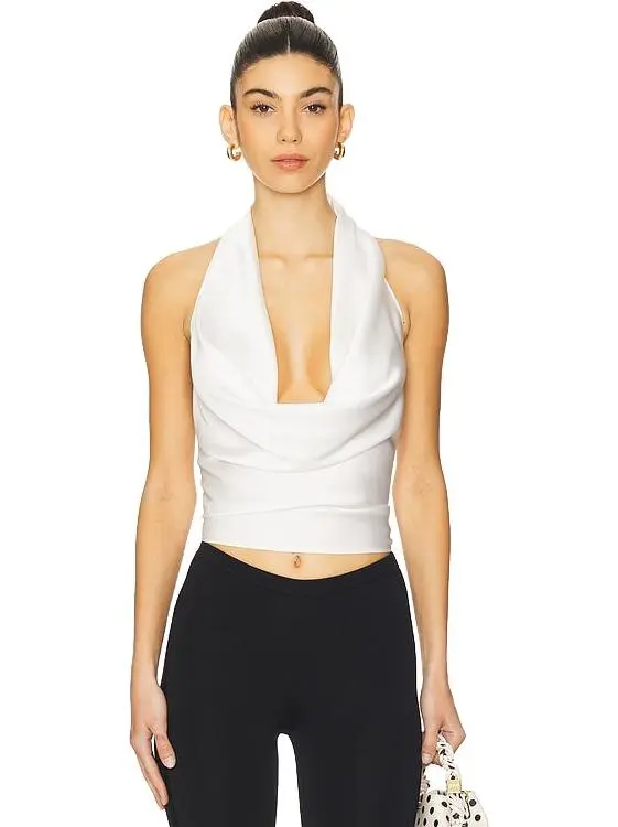 WeWoreWhat Halter Cowl Neck Top - White