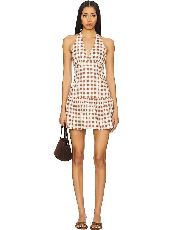 Free People Cecil Mini Dress - Brown Patina Combo