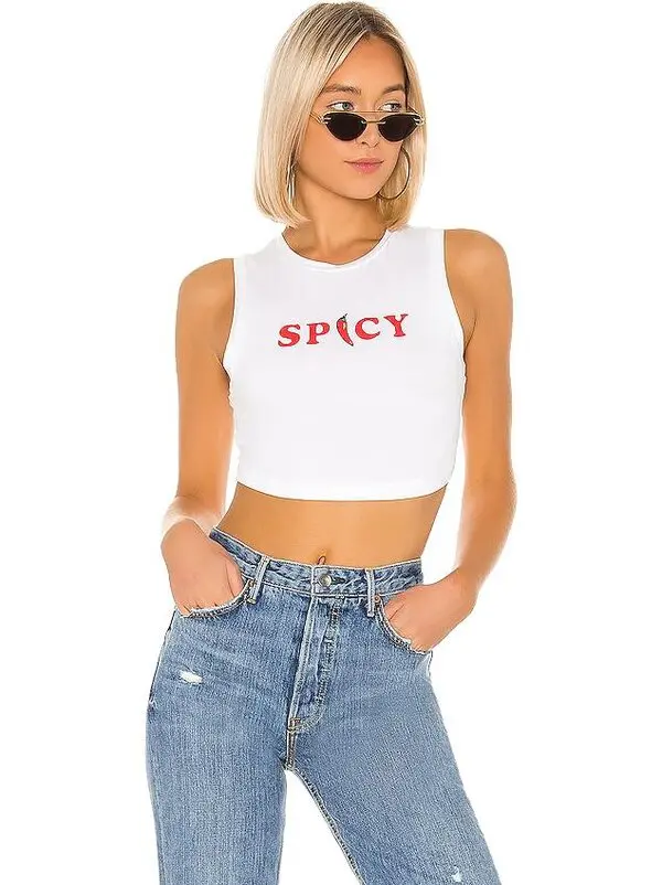 Superdown Cropped Graphic Tee - White