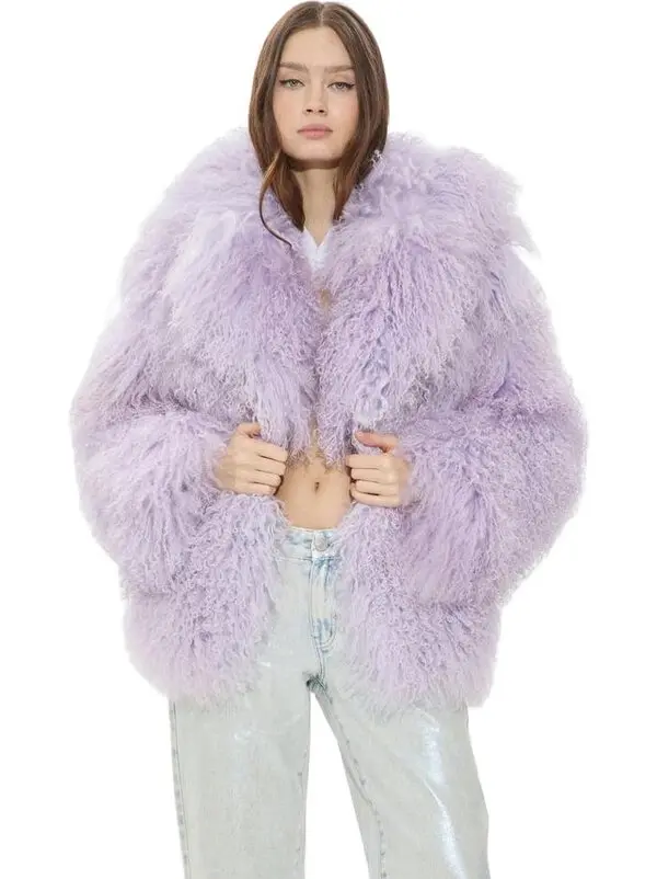 SPARKL Fur Coat - Purple