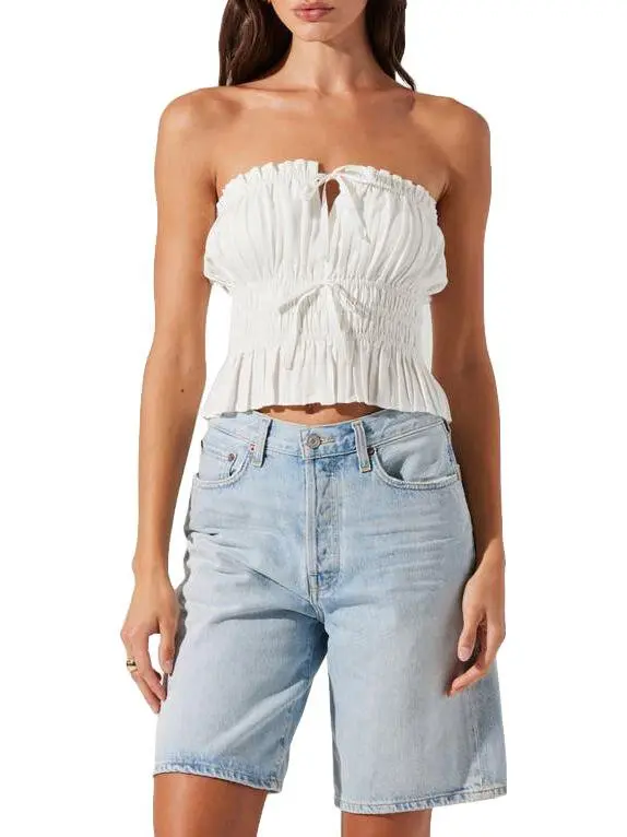 Astr The Label Strapless Tiered Top - White