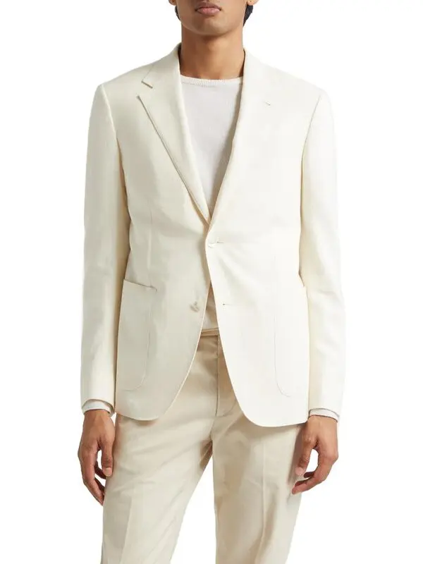 Zegna Oasi Linen Sport Coat - White Solid