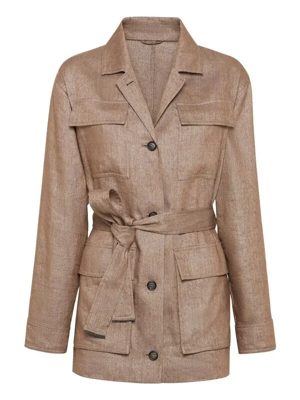 Brunello Cucinelli Sparkling Twill Safari Jacket - Hazelnut