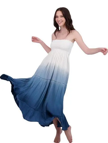 MER ST. BARTH Fati Strapless Maxi Dress - Blue