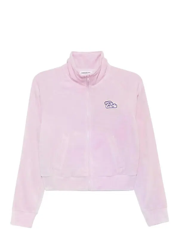 CHOCOOLATE Logo-patch Velvet Jacket - Pink