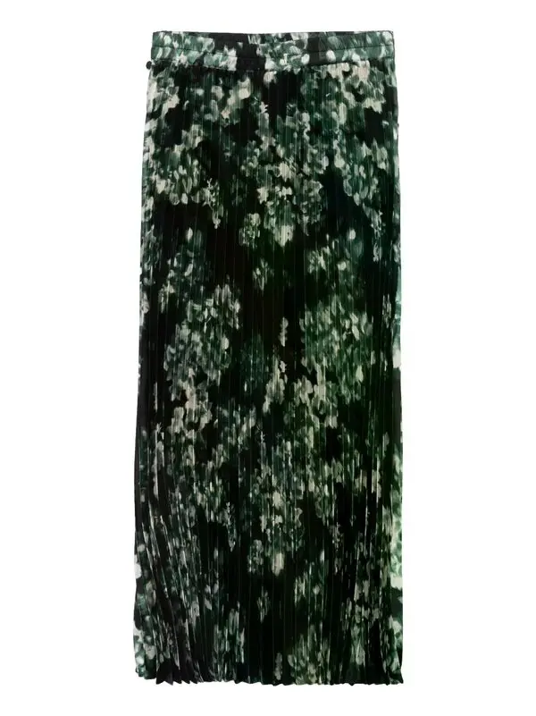 Scotch & Soda Plissé Midi Skirt - Green