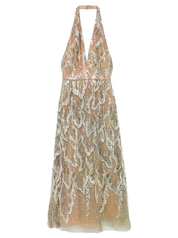 Elie Saab Sequin-embellished Midi Dress - Brown