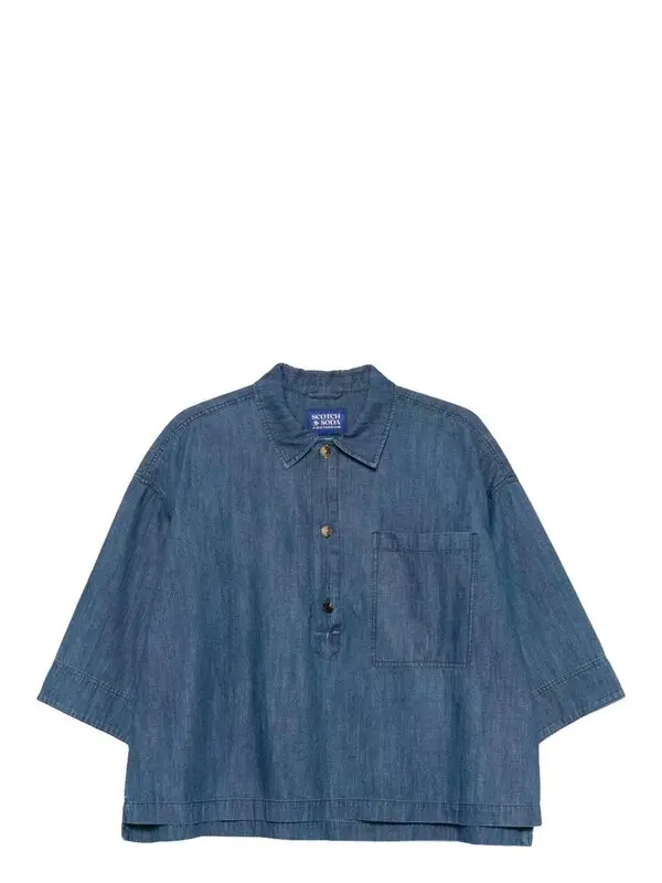 Scotch & Soda Denim Polo Top - Blue