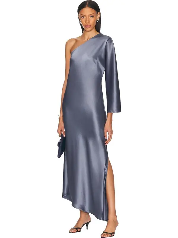 BY MALENE BIRGER Avilas One-shoulder Satin Dress - Grisaille