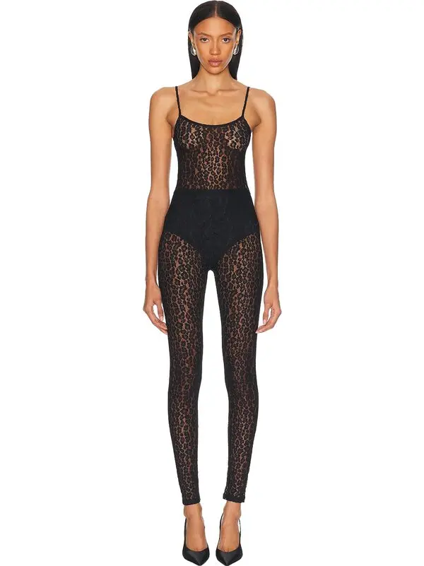 Alexandre Vauthier Panther Lace Catsuit - Black