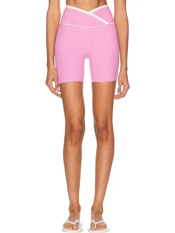 Year Of Ours Ribbed Veronica Short - Year Pink & White