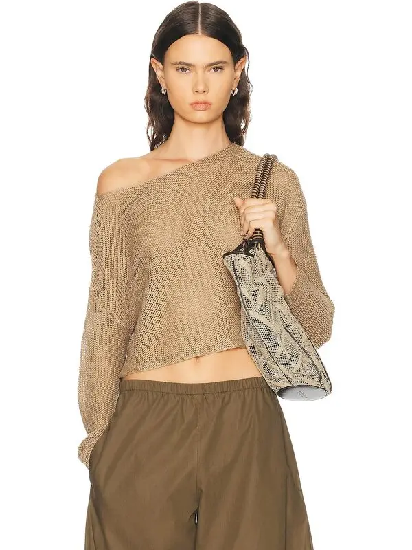 Enza Costa Linen Open Bateau Sweater - Flax