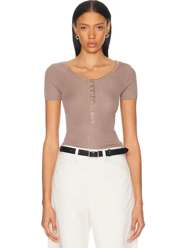 LEMAIRE Button Ribbed Bodysuit - Misty Mauve