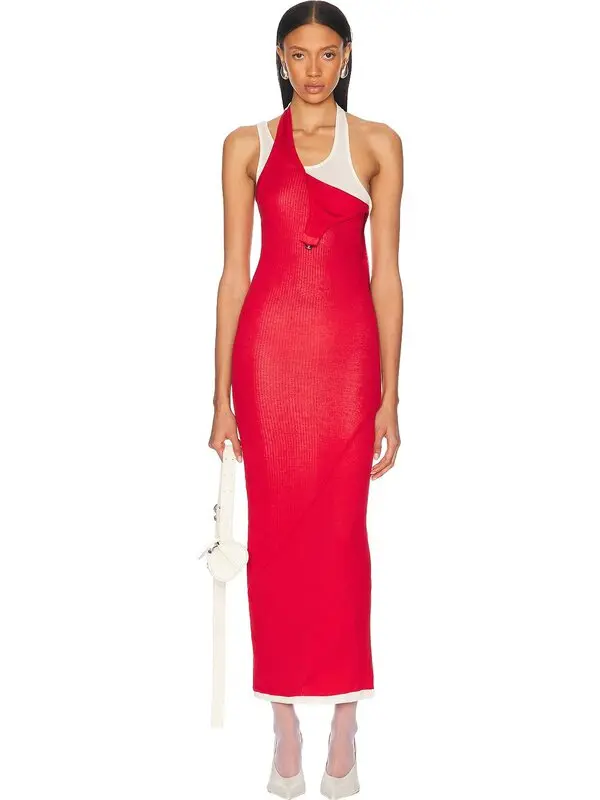 JEAN PAUL GAULTIER Sleeveless Dress - Red & Ecru