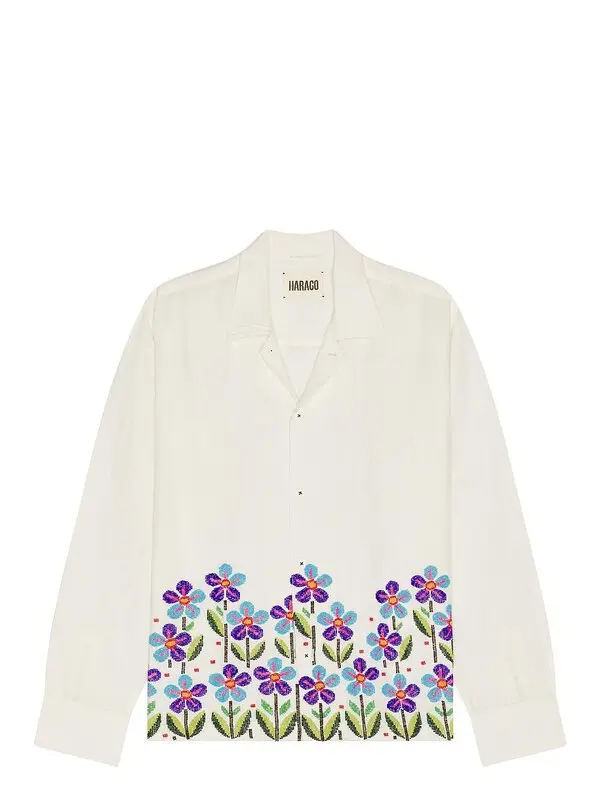 HARAGO Beaded Floral Shirt - White