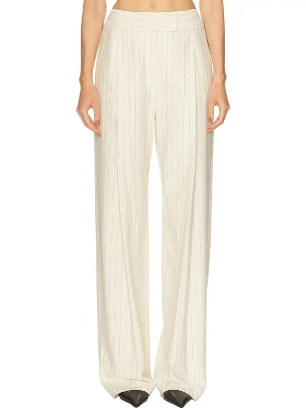 THE SEI Boyfriend Trouser - Cream Stripe