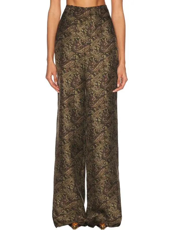 Saint Laurent Wide Leg Pant - Kaki Bordeaux