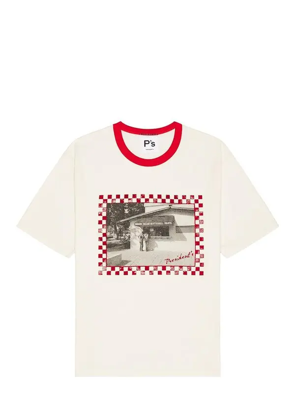 President's Malibu County T-shirt In White - Ecru & Red