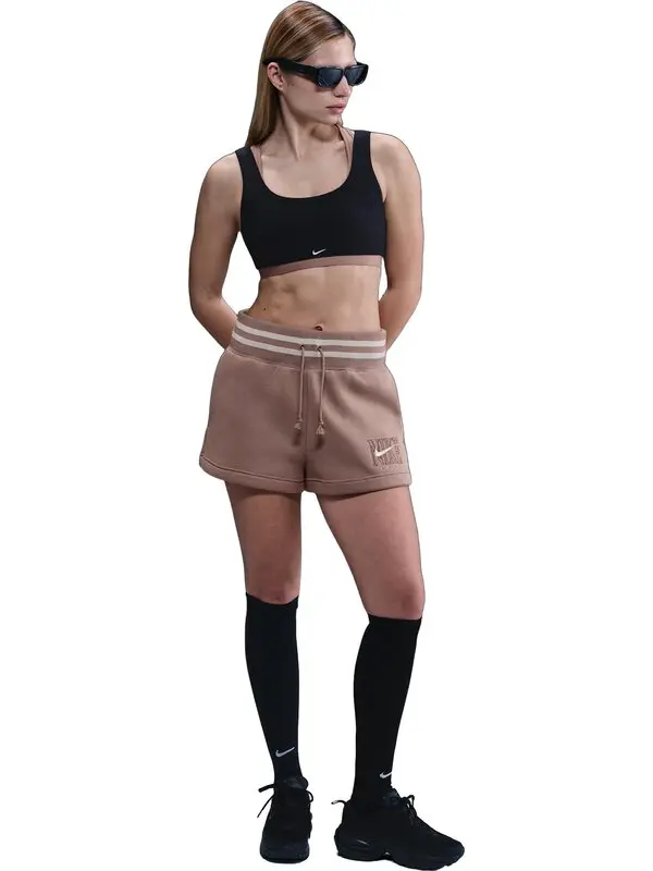 Nike Sportswear Phoenix Fleece High-waisted Loose Graphic Shorts - Brown