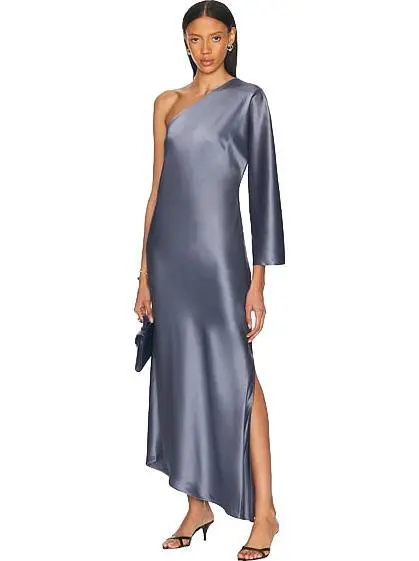 BY MALENE BIRGER One-shoulder Satin Dress - Grisaille