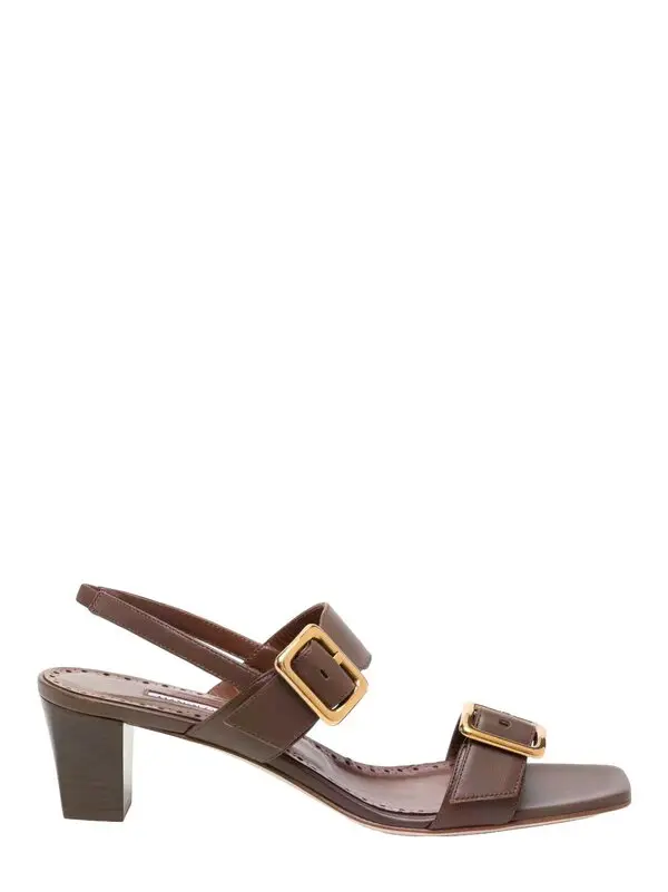 Manolo Blahnik 50mm Thalitsli Sandals - Brown