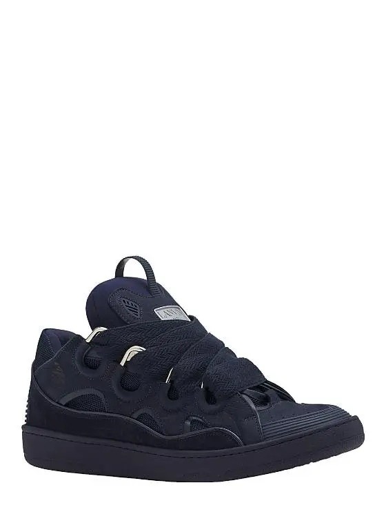 LANVIN Curb Leather Sneakers - Dark Grey