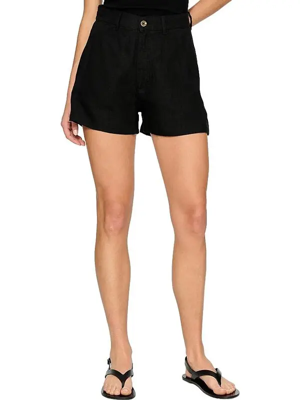 DL1961 Taylor Linen High-rise Shorts - Black Line