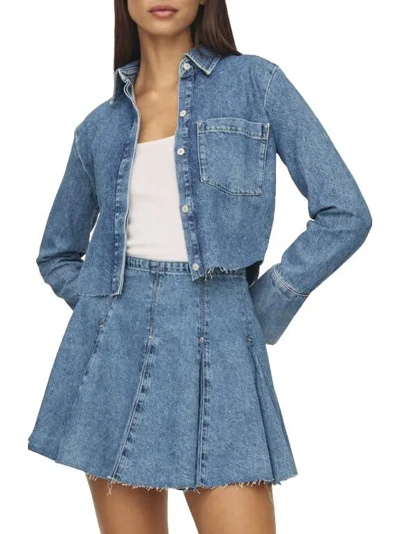Warp + Weft High-low Crop Denim Shacket - New Life