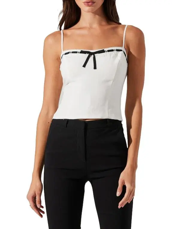 Astr The Label Paiton Top With Ribbon Detail - White