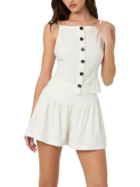 Astr The Label Boat Neck Button-up Camisole - White