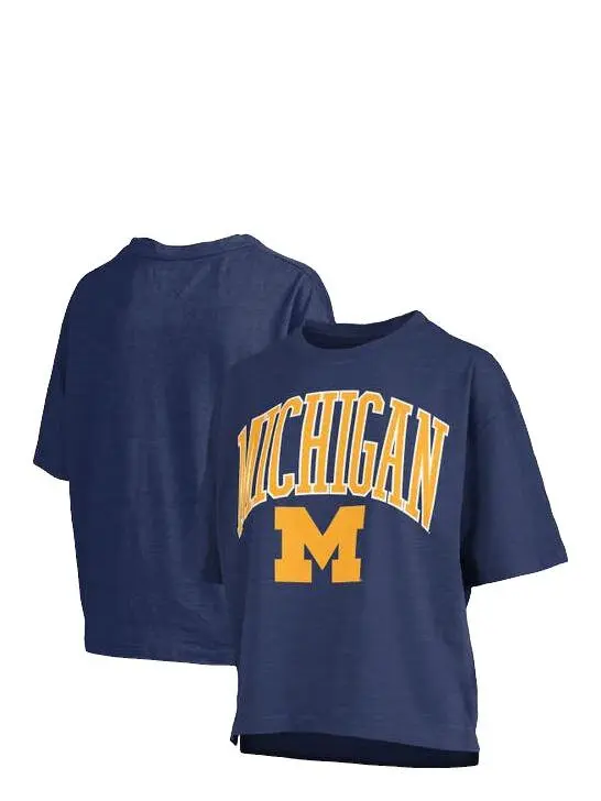 PRESSBOX Michigan Wolverines Nelson Arch Oversized Slub T-shirt - Navy