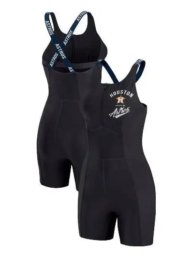 WEAR BY ERIN ANDREWS Houston Astros Bodycon Quarter-zip Romper - Black