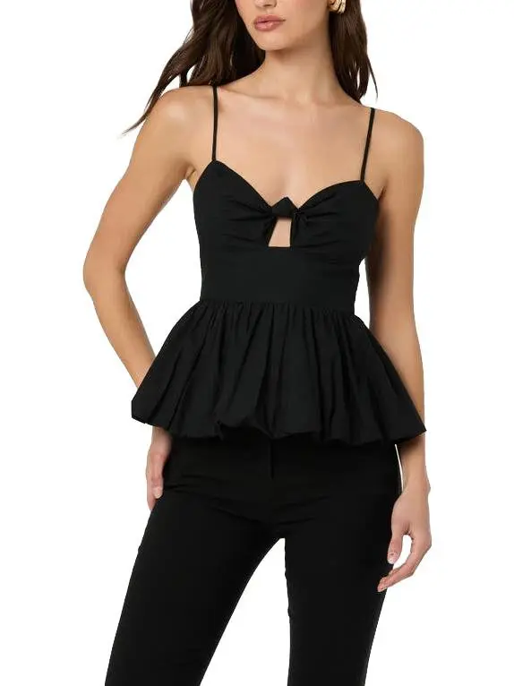 Astr The Label Cotton Twist Cutout Peplum Camisole - Black