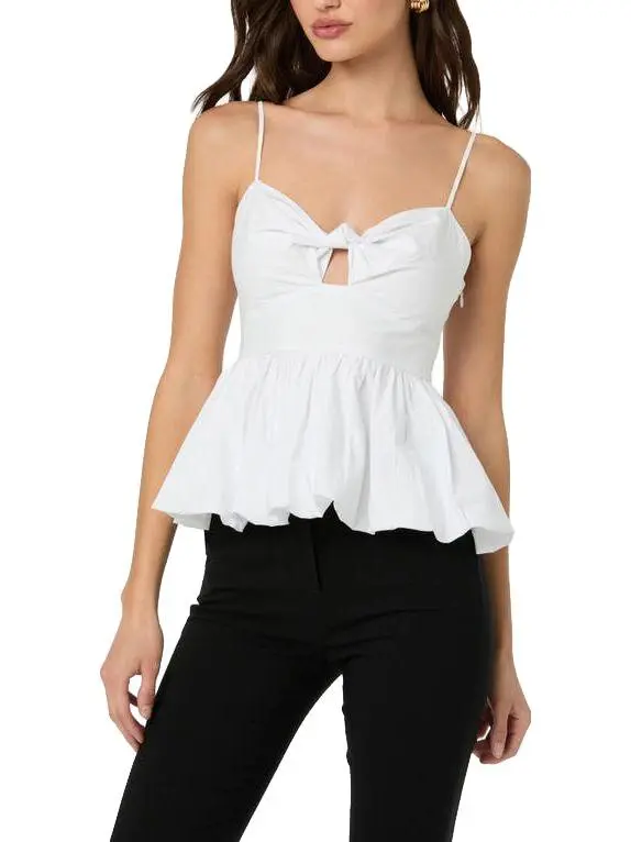 Astr The Label Cotton Twist Cutout Peplum Camisole - Off White