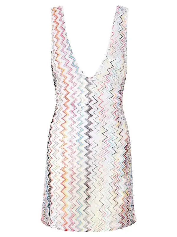 Missoni Zigzag-pattern Mini Dress - White