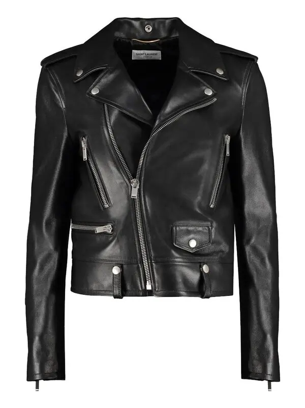 Saint Laurent Leather Biker Jacket - Black