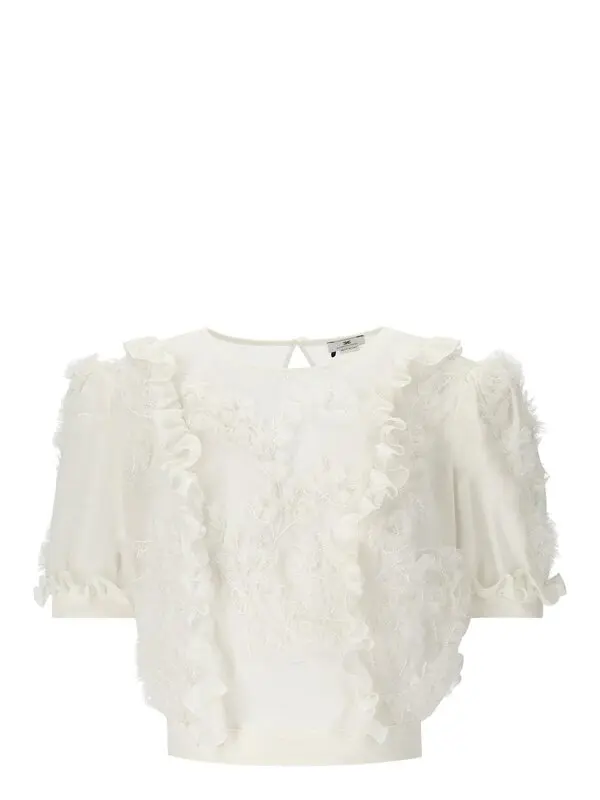 Elisabetta Franchi Ruffled Top - Ivory