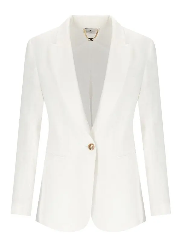 Elisabetta Franchi Linen-blend Single-breasted Jacket - Ivory