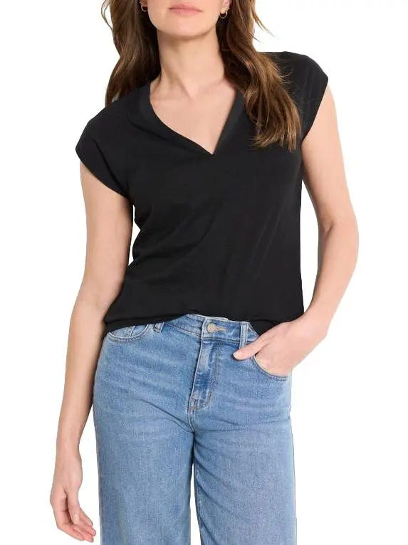 NIC+ZOE Cap Sleeve V-neck Top - Black Onyx