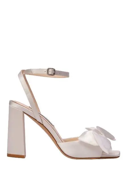 ANNE BARGE Willow Satin Sandals - White Satin