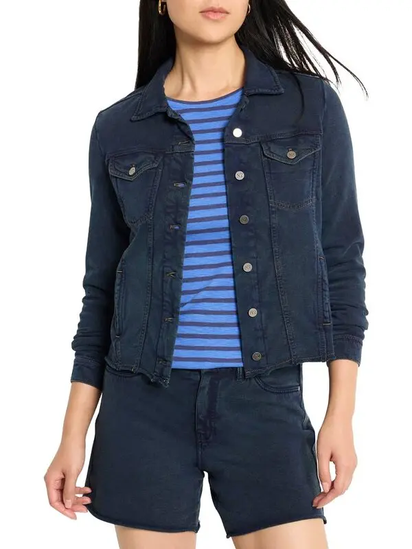 NIC+ZOE French Terry Trucker Jacket - Dark Indigo