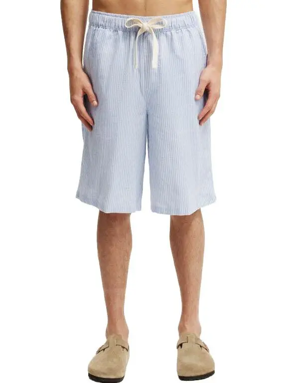 COTTON ON Baggy Linen Short - Blue Stripe